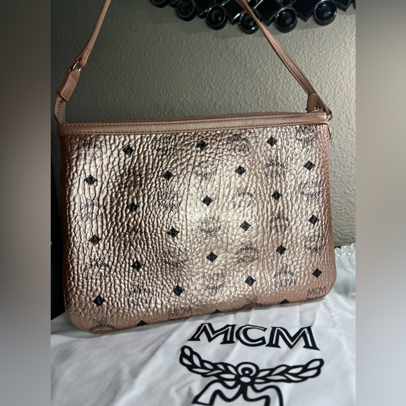 MCM | Bags | Mcm Rosegold Visetos Shoulder Bag Limited Edition Color ...